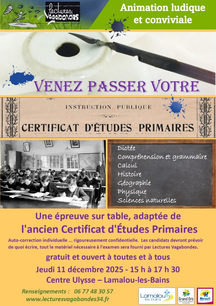 Jeudi 11 Décembre - Épreuve sur table d'un certificat d'Études ...